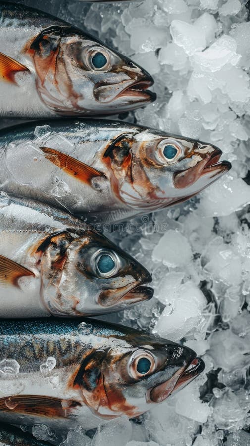 Fresh mackerel fish on ice stock image. Image of freshness - 324576063