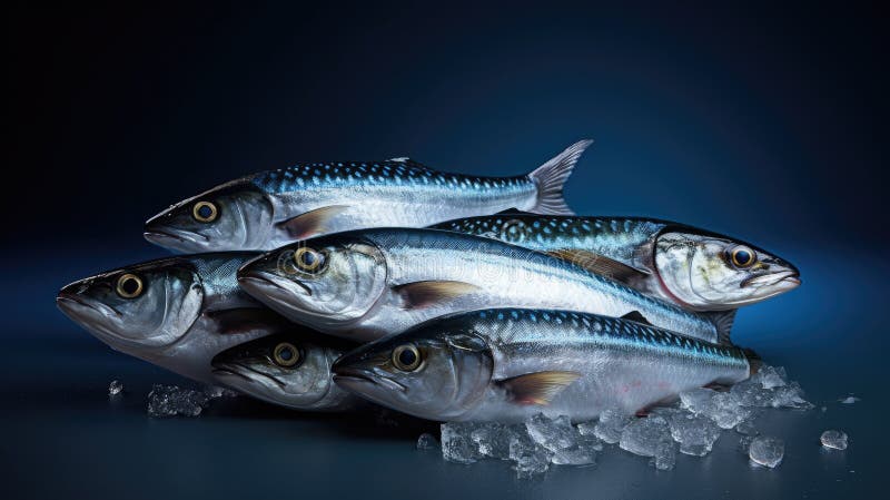 Fresh Mackerel Fish on Ice. Mackerel Fish Stock Illustration ...