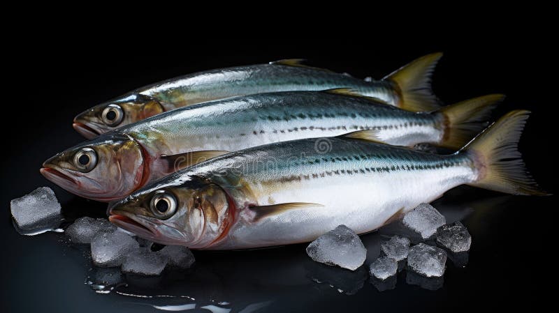 Fresh Mackerel Fish on Ice. Mackerel Fish Stock Illustration ...