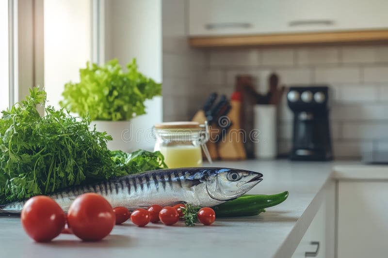 Fresh Mackerel is Seasoned with Lemon, Garlic, and Herbs, Set in a ...