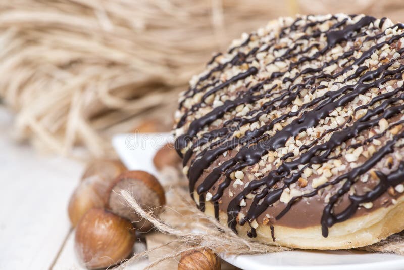 Fresh made Hazelnut Donuts stock image. Image of chocolate - 36352673
