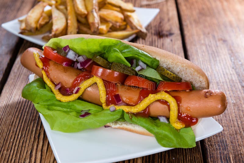 Fresh Made Hot Dog Vegetables Stock Photo - Image of ketchup, dogs ...