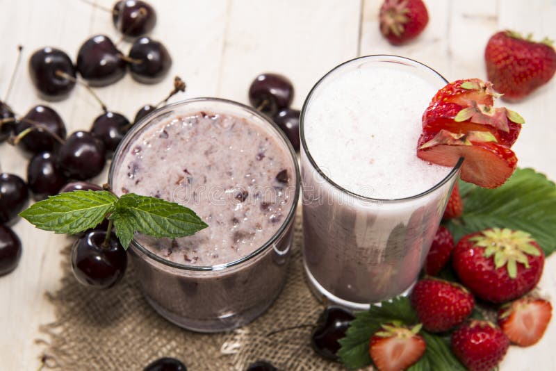 Fresh made Milkshakes stock image. Image of berry, beverage - 33121177