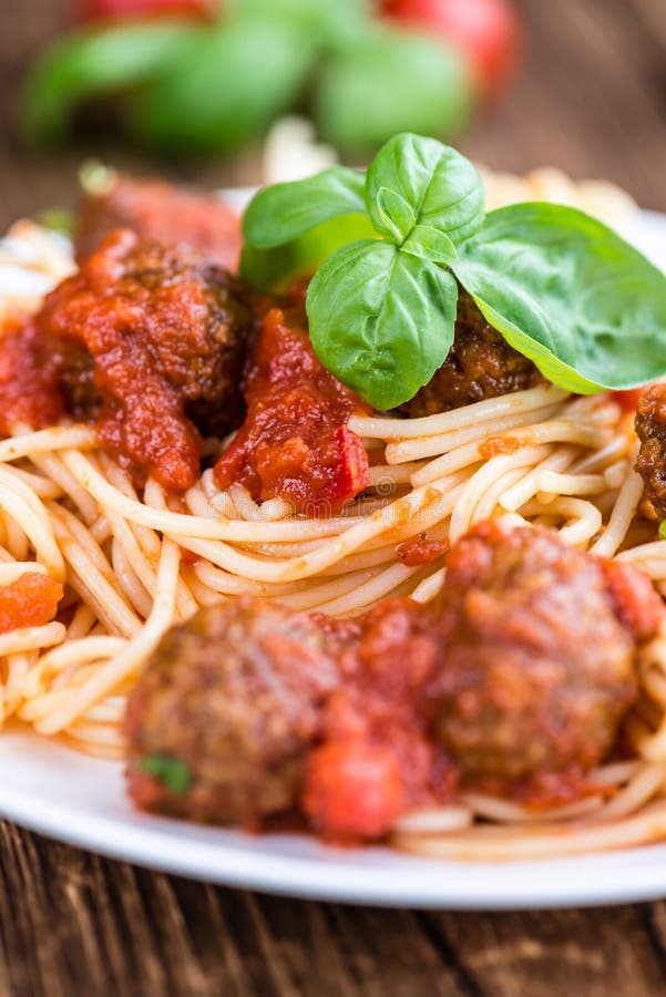 Fresh Made Spaghetti with Meatballs and Sauce Stock Photo - Image of ...
