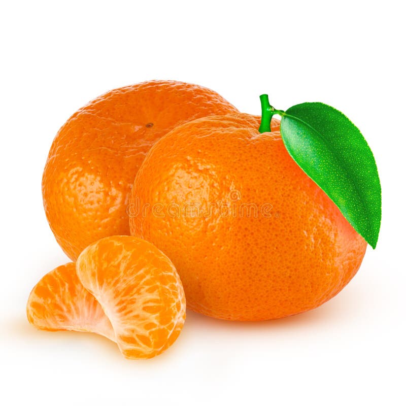 Fresh Mandarin With Leaf Isolated On White Stock Image - Image of diet ...