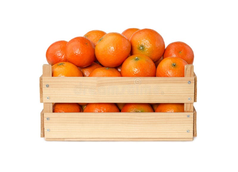 Fresh Mandarins in Wooden Box Stock Photo - Image of close, harvest ...