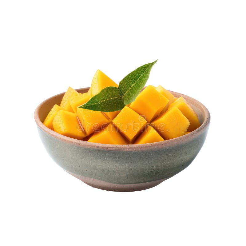 Fresh Mango in a Bowl Front View Isolate Stock Illustration ...
