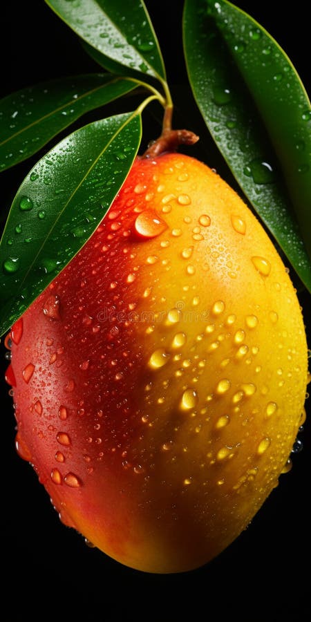 Fresh Mango with Drops of Water Stock Illustration - Illustration of ...