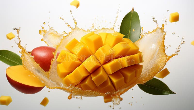 Fresh Mango a Few Slices and a Splash of Fresh Mango Juice Form a ...
