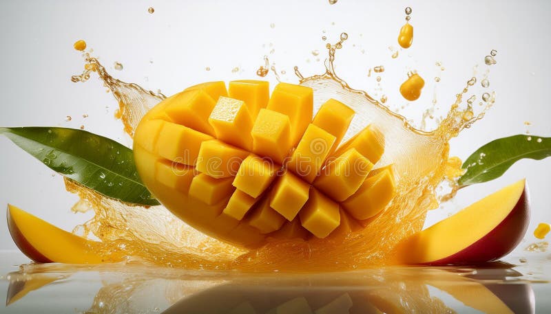 Fresh Mango a Few Slices and a Splash of Fresh Mango Juice Form a ...