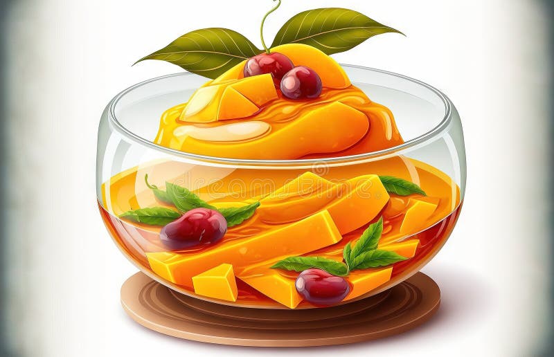 Fresh Mango Fruit and Mango Jam in a Glass Dish are Both Alone on a ...