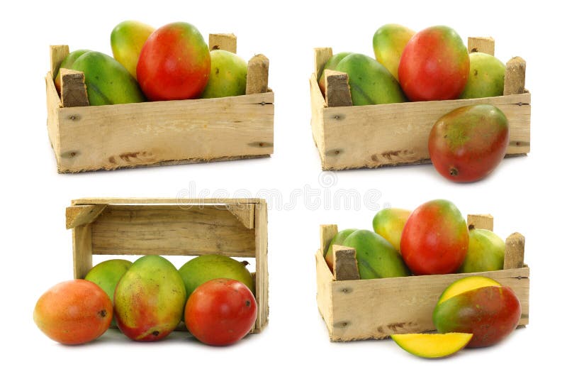 Fresh Mango Fruit in a Wooden Box Stock Photo - Image of sweet ...