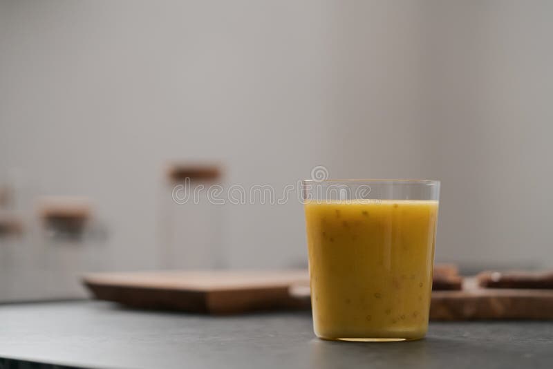 Fresh Mango Lulo Smoothie on Kitchen Countertop Stock Image - Image of ...