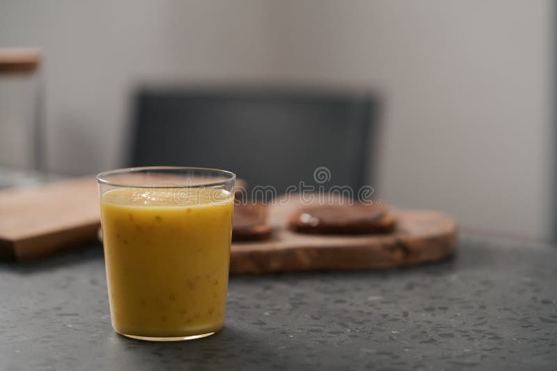 Fresh Mango Lulo Smoothie on Kitchen Countertop Stock Photo - Image of ...