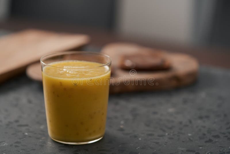 Fresh Mango Lulo Smoothie on Kitchen Countertop Stock Photo - Image of ...