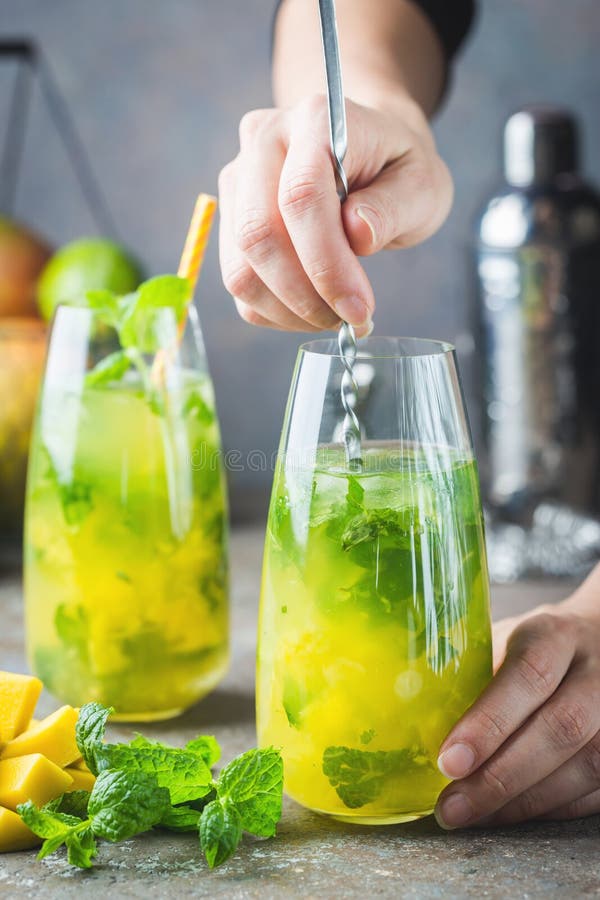 Mango mint mojito cocktail stock photo. Image of party - 182642944