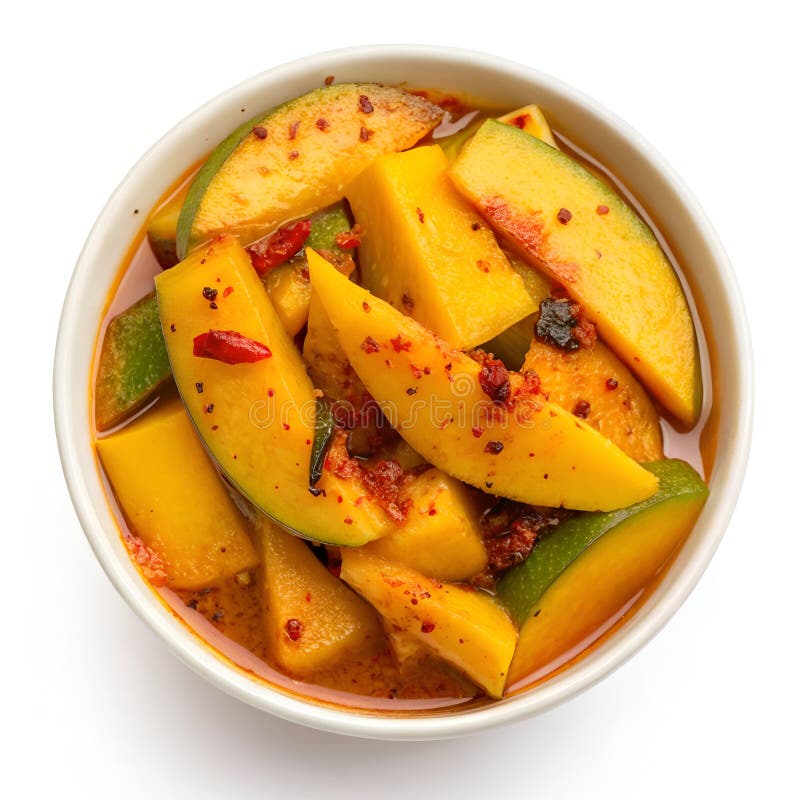 Fresh Mango Pickles in Bowl Isolated on White Background Stock ...