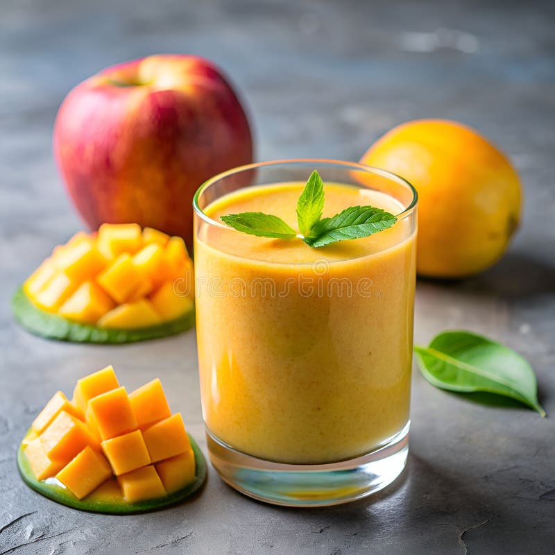 Fresh Mango Smoothies in Glasses with Mint Garnish, Ai-Generated Images ...