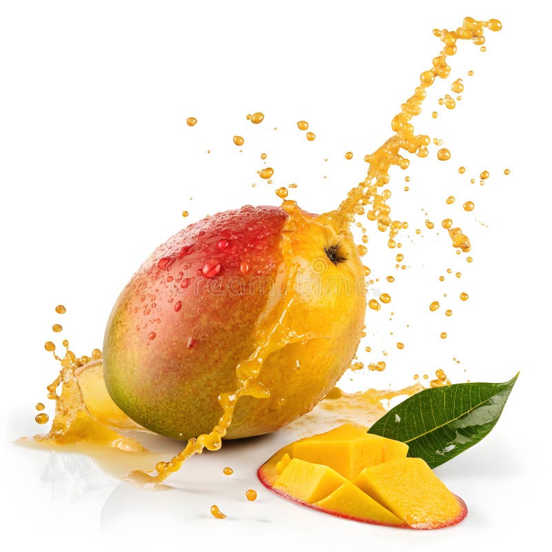 Mango in juice splash stock illustration. Illustration of juicy - 367180746