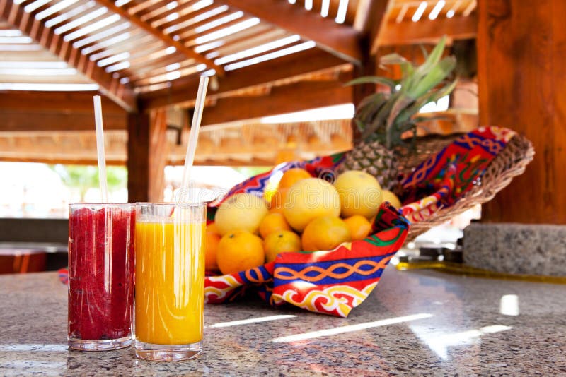 Fresh Mango and Strawberry Juices Stock Photo - Image of natural, glass ...