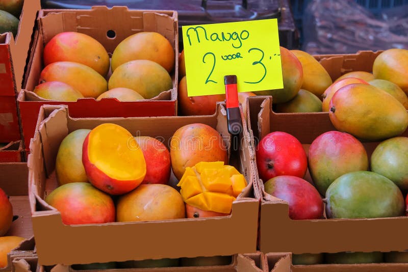 Boxes Of Mangoes For Sale In Australia Stock Photo - Image of small ...