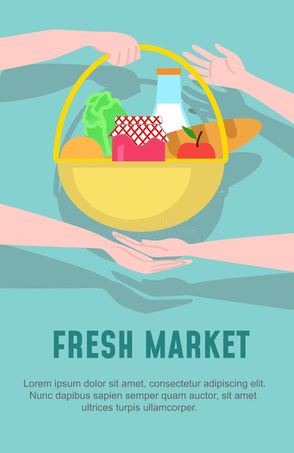 Fresh Market Design Template. Vector Illustration in Flat Style Stock ...