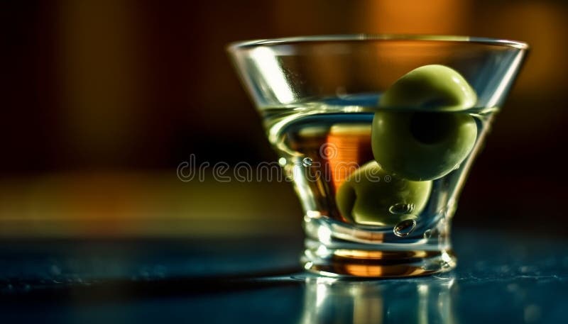 A Fresh Martini with a Green Olive, Perfect for Celebration Generated ...