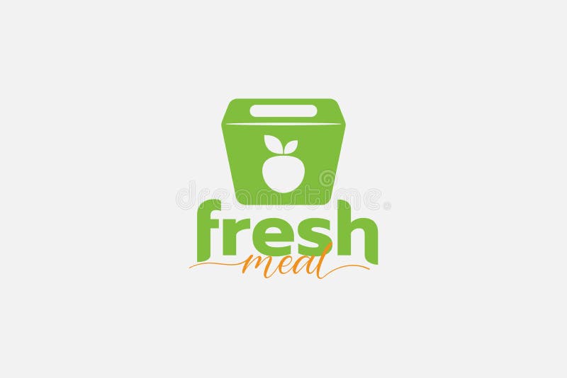 Fresh Meal Logo with a Combination of Fresh Food and Box Packaging ...