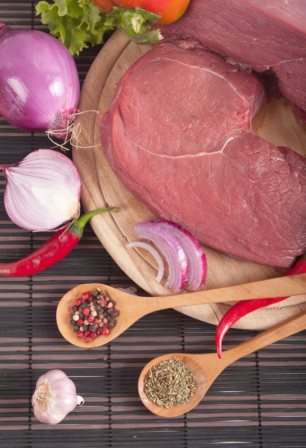 Fresh meat stock image. Image of meat, groceries, onion - 27562823