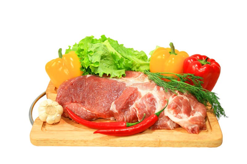 Fresh Raw Meat and Spices. Barbecue Set. View from Above. Stock Photo ...