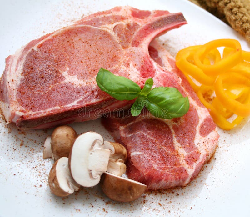 Fresh meat stock image. Image of cooking, mushrooms, preparing - 7589843