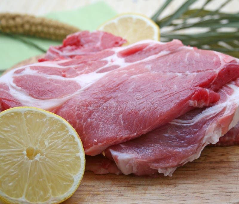 Fresh meat stock image. Image of lunch, lemon, cooking - 7829323
