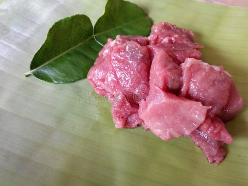 Fresh meat stock photo. Image of banana, leaf, meat, green - 43497894