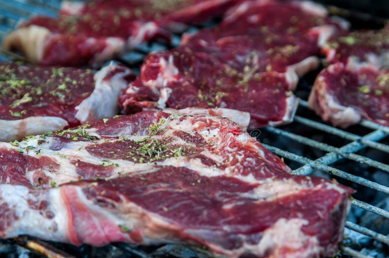 Fresh meat on BBQ stock image. Image of cook, meat, lunch - 25009163