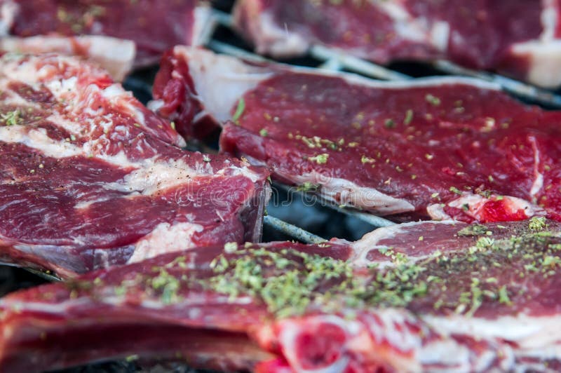 Fresh meat on BBQ stock photo. Image of fire, kitchen - 25009172