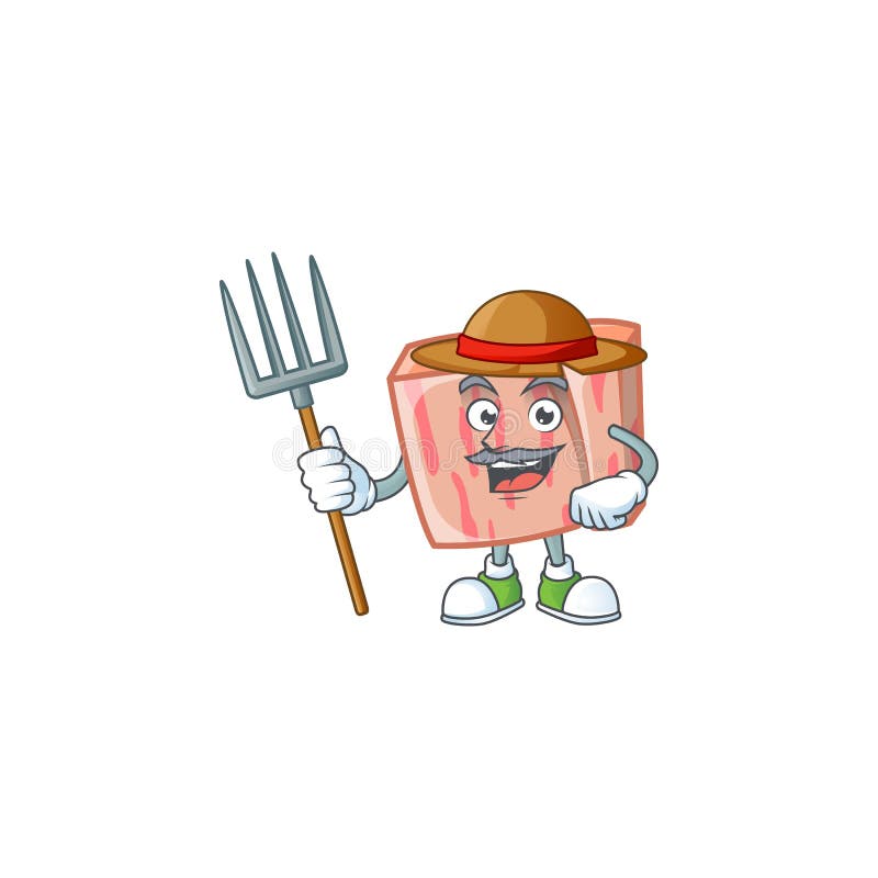 Fresh Meat Cartoon with Farmer Character Shape Stock Vector ...
