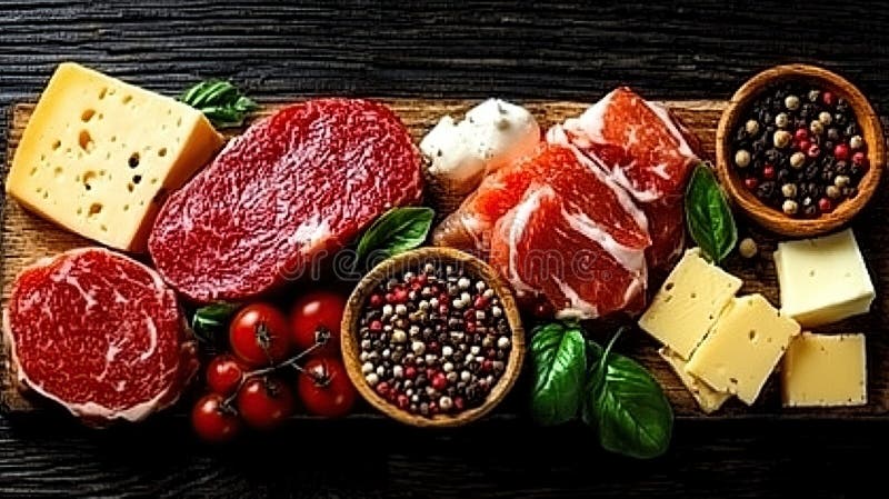 Fresh Meat and Cheese Selection Stock Image - Image of appetizer, snack ...