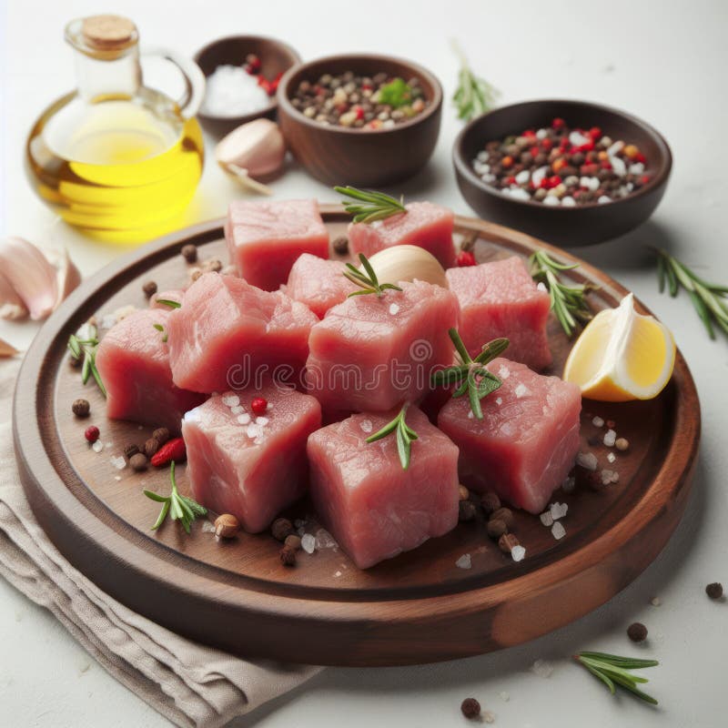 Fresh Meat, Meat Cubes for Frying Isolated on White Background. Ai ...