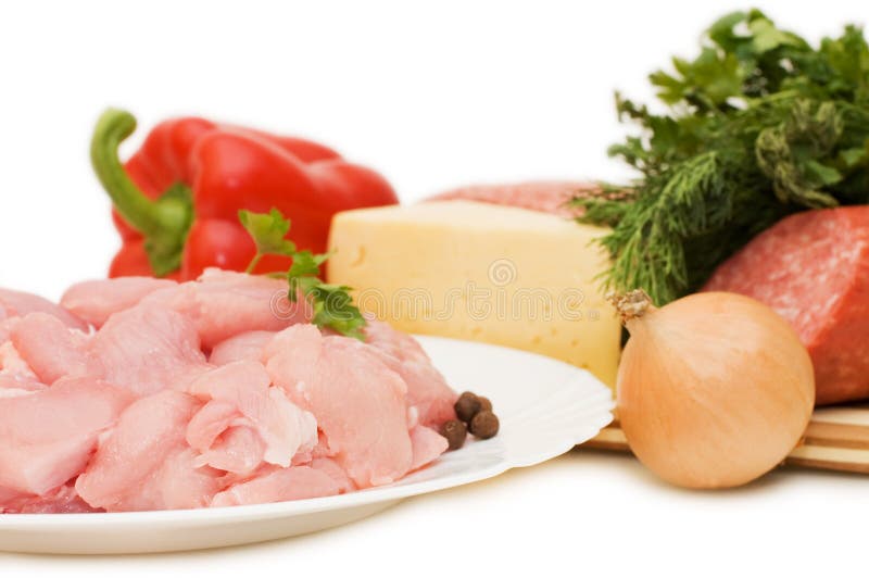 Fresh Meat and Different Components Stock Image - Image of plate ...