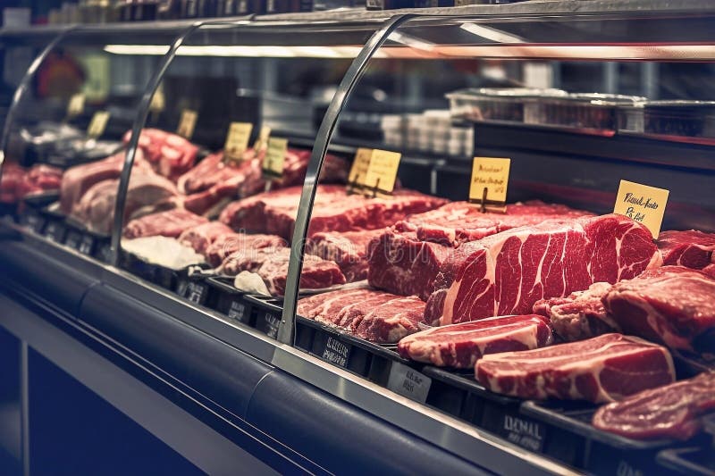 Fresh Meat on Display in a Butcher Shop. Stock Illustration ... Fresh Meat on Display in a Butcher Shop. Stock Illustration ...