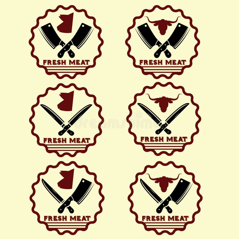 Farm and Fresh Meat Vintage Labels Stock Vector - Illustration of ...