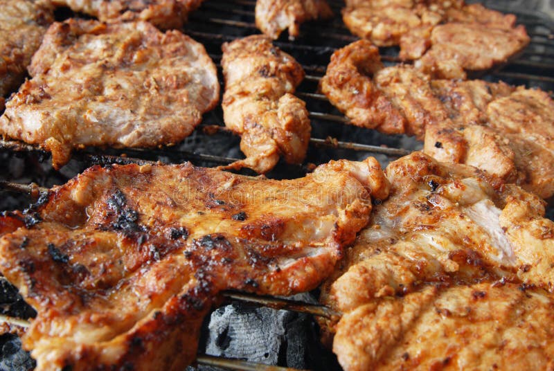 Fresh meat on grill stock photo. Image of dinner, grill - 20100422