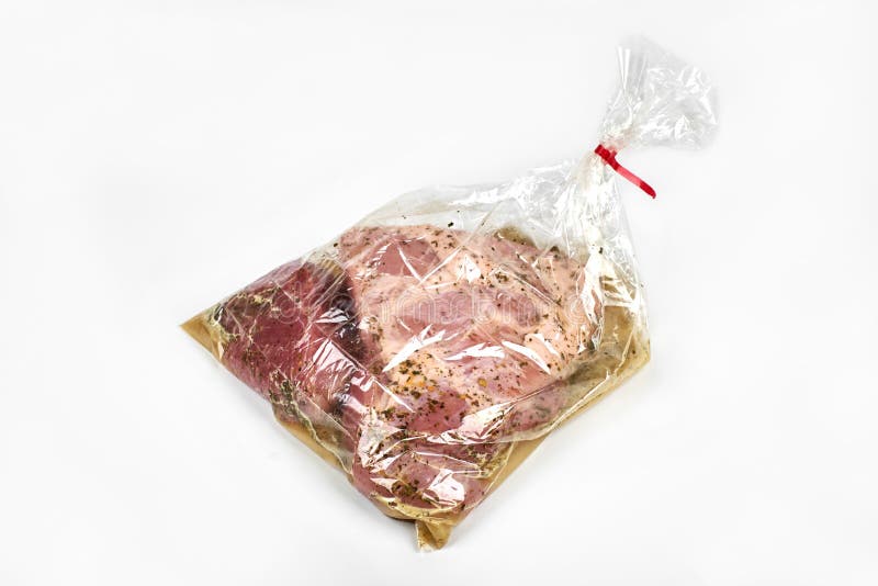 Fresh Meat Packaged in a Sleeve with Spices, for Baking is Ready for ...