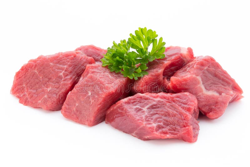 Fresh Meat on Slice on the White Background. Stock Photo - Image of ...