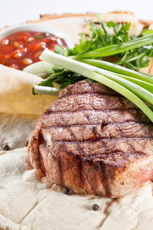 Fresh Meat Steak with Sauce Stock Image - Image of juicy, herbs: 114640223
