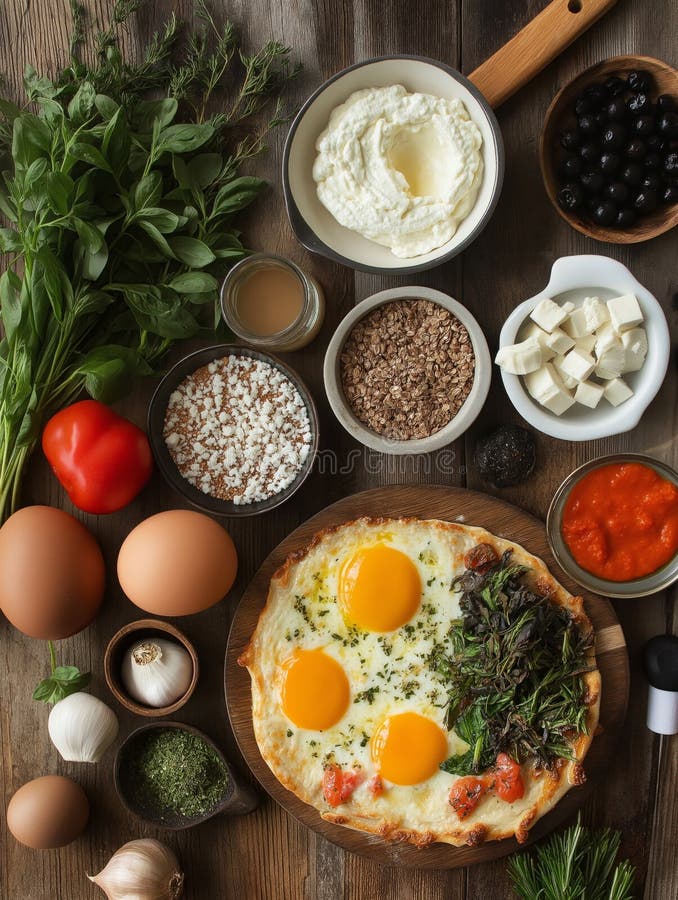Fresh Mediterranean Breakfast Spread with Eggs, Cheese, and Vegetables ...