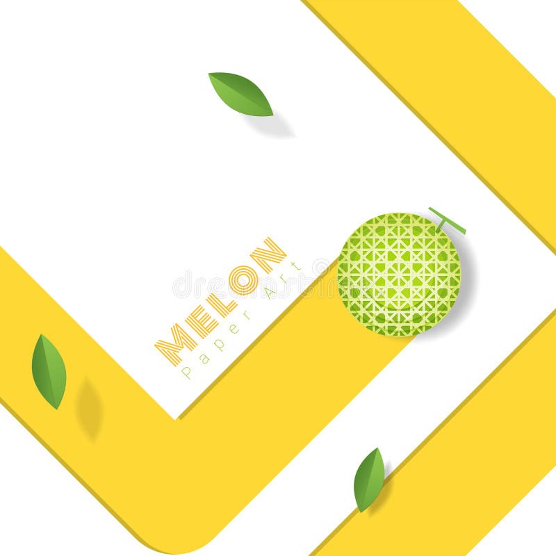Fresh Melon Fruit Background in Paper Art Style Stock Vector ...