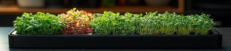 Fresh Microgreens Growing in a Modern Kitchen Setup Stock Illustration ...