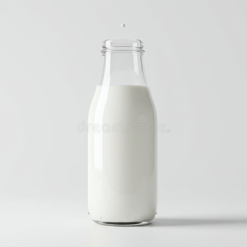 Fresh Milk Bottle Minimalist White Background Droplet Motion Stock ...