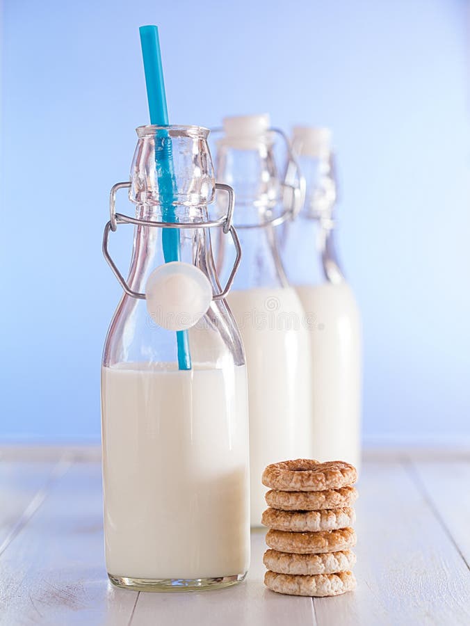 Fresh milk in bottles stock photo. Image of pasteurises - 52625876